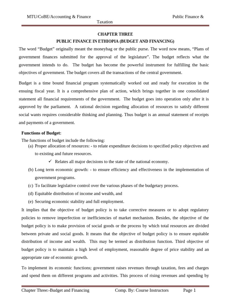 Public Finance CH3 @public Finance in Ethiopia | PDF | Government Budget Balance | Deficit Spending