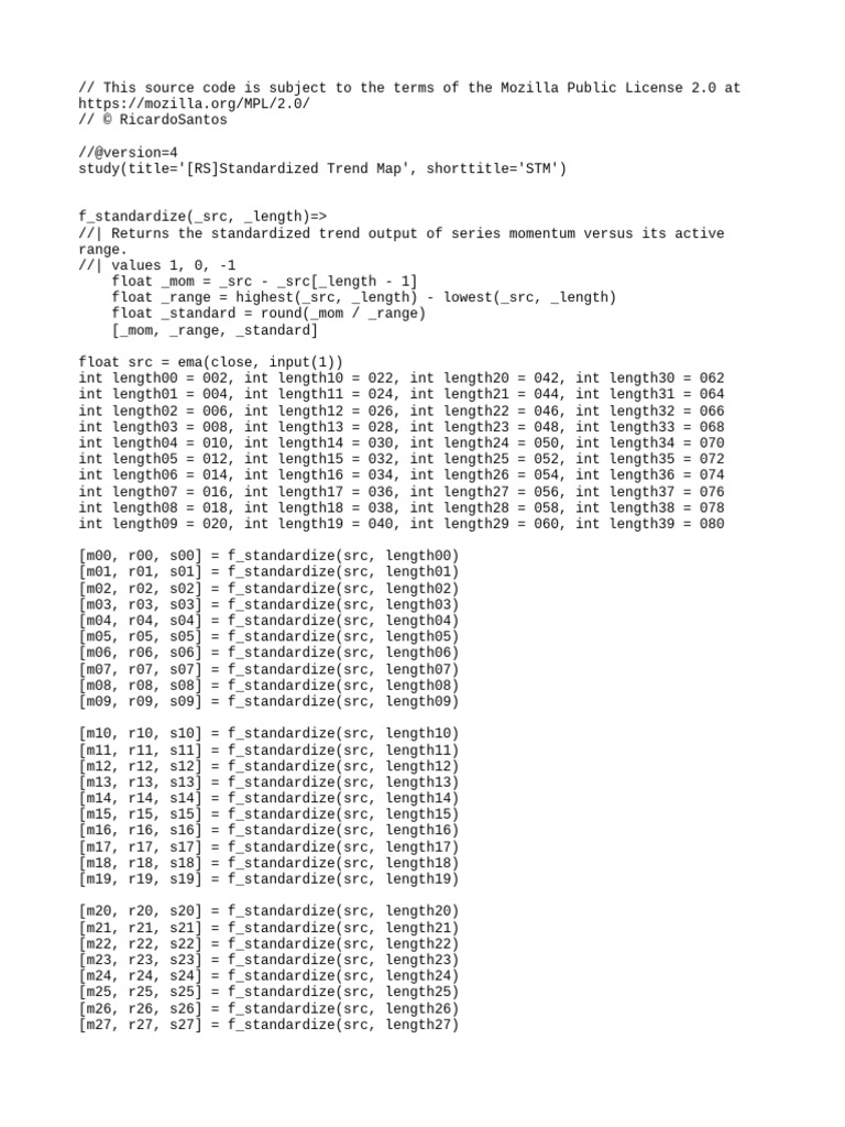 (RS) Standardized Trend Map - Pinescript | PDF