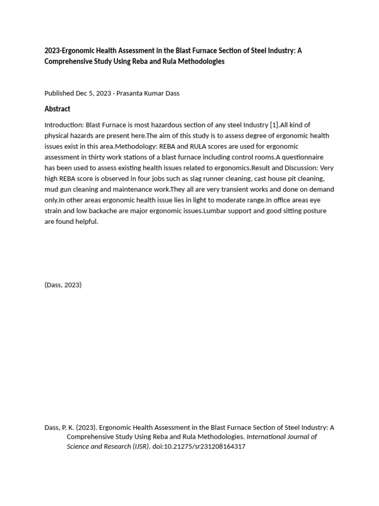 2023-Ergonomic Health Assessment in The Blast Furnace Section of Steel ...