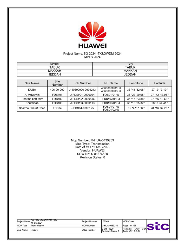 Huawei 5G Transmission MOP Overview | PDF | Telecommunications ...
