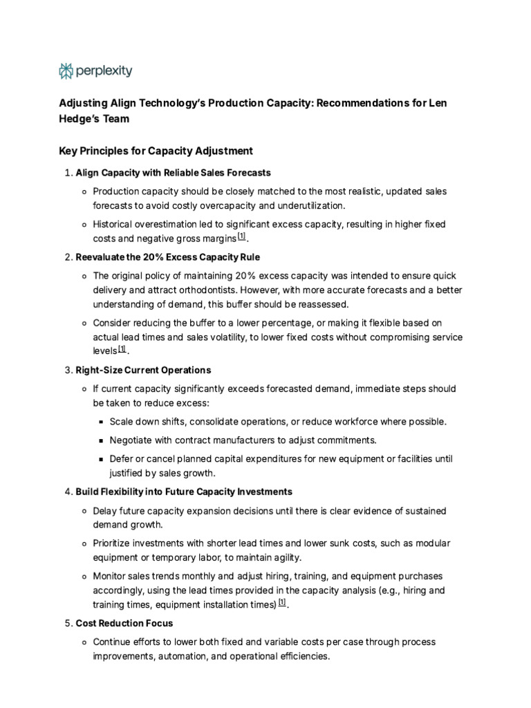 Adjusting Align Technology's Production Capacity | PDF | Forecasting ...