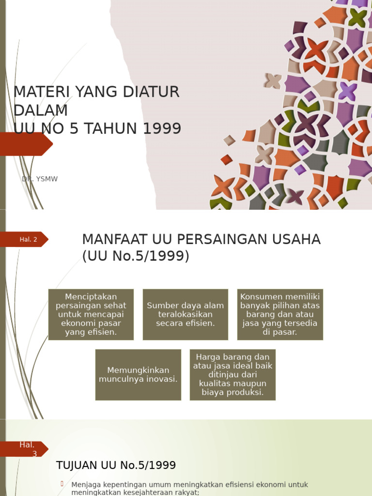 Manfaat dan Tujuan UU No. 5/1999 | PDF