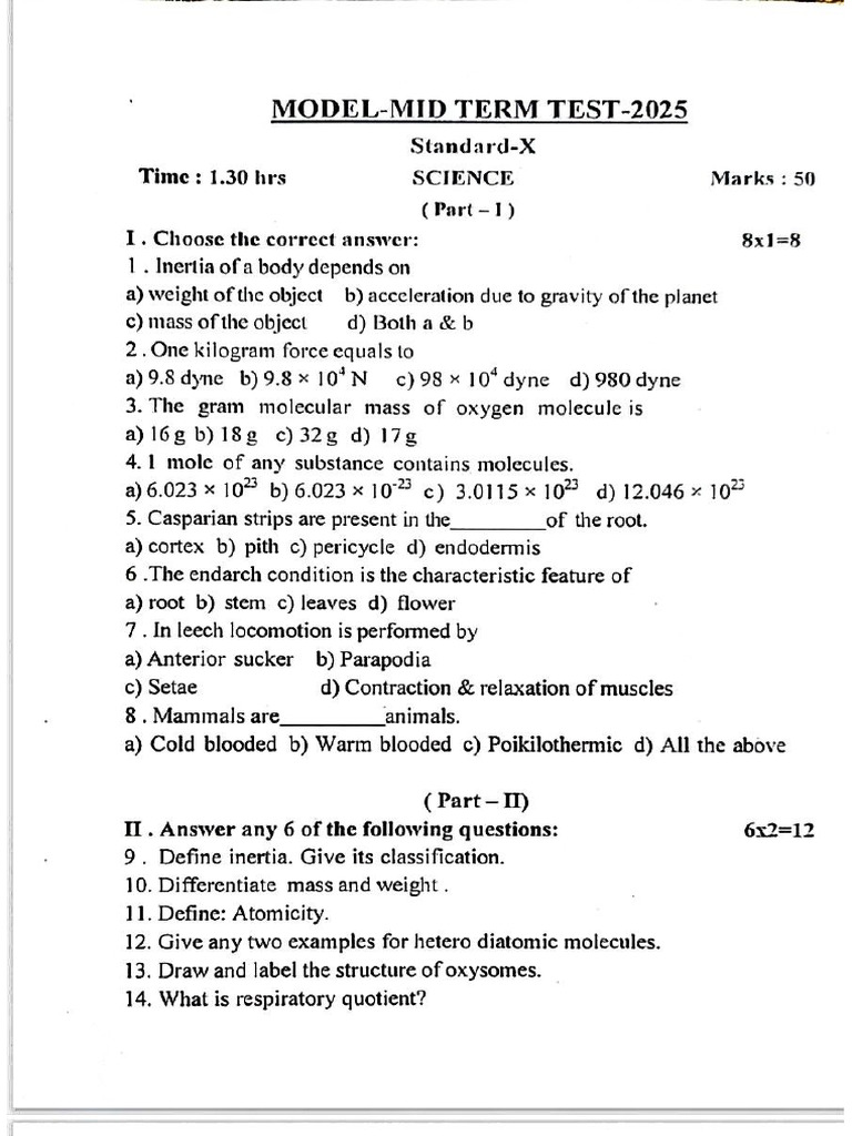 Science Question Paper | PDF