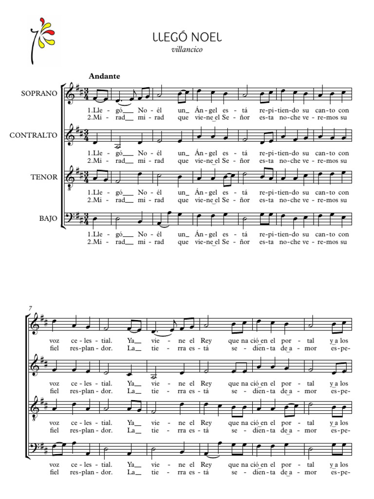 Llegó Noel Pdf Canto Música Vocal