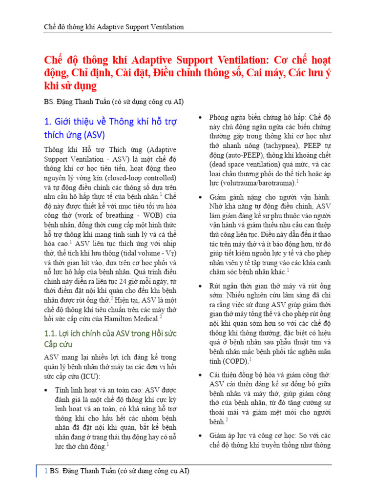 Chế Độ Thông Khí Adaptive Support Ventilation | PDF