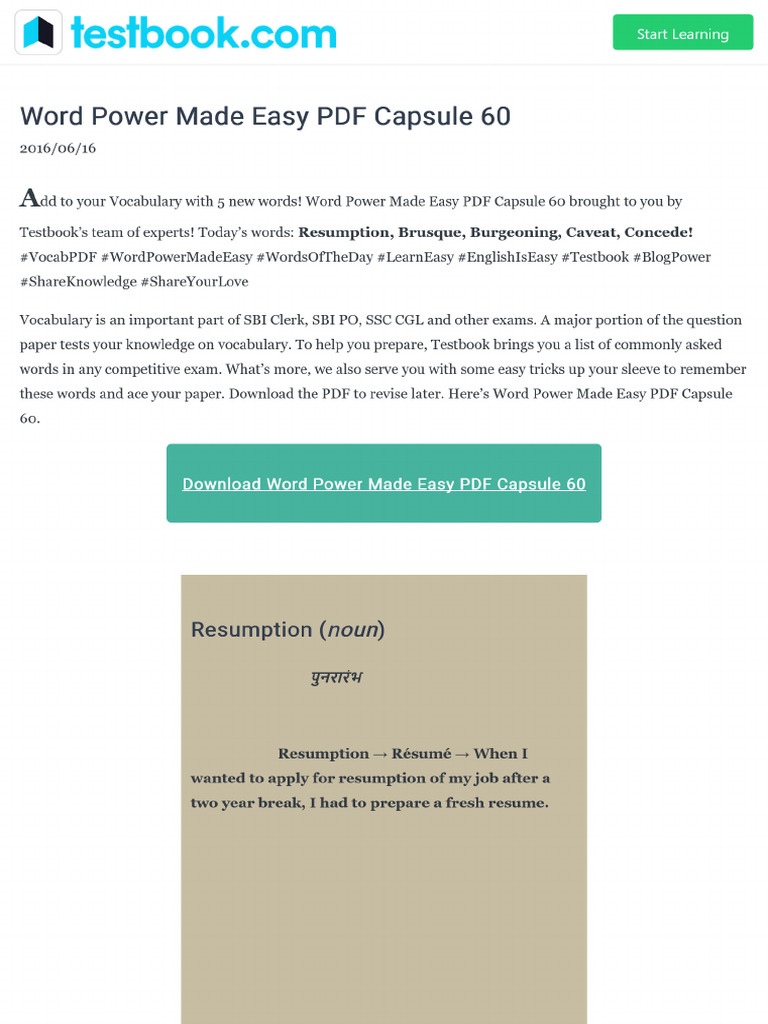 Word Power Made Easy PDF Capsule 60 | PDF
