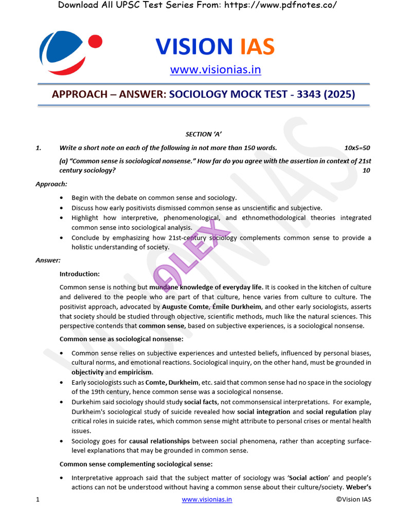 Sociology Test 2 Code 3343 Approach Answer Team LPRPDV | PDF ...