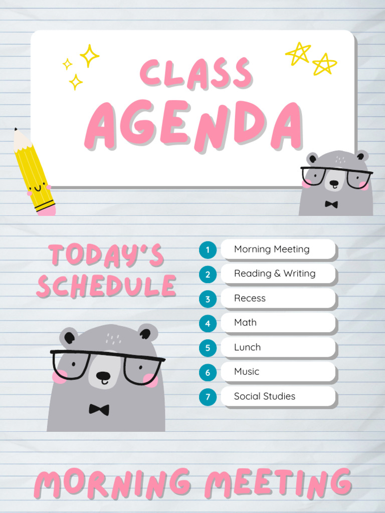 Class Daily Agenda Presentation in Pastel Cute Hand Drawn Style | PDF ...