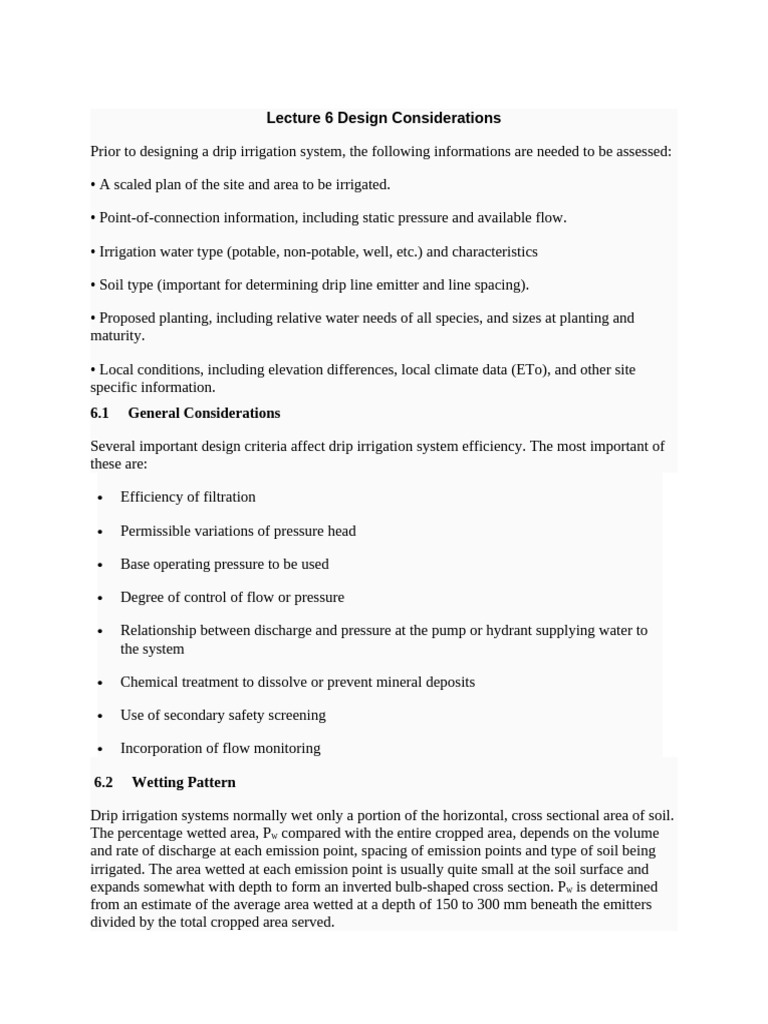 Lecture 6 Design Considerations | PDF | Evapotranspiration | Soil