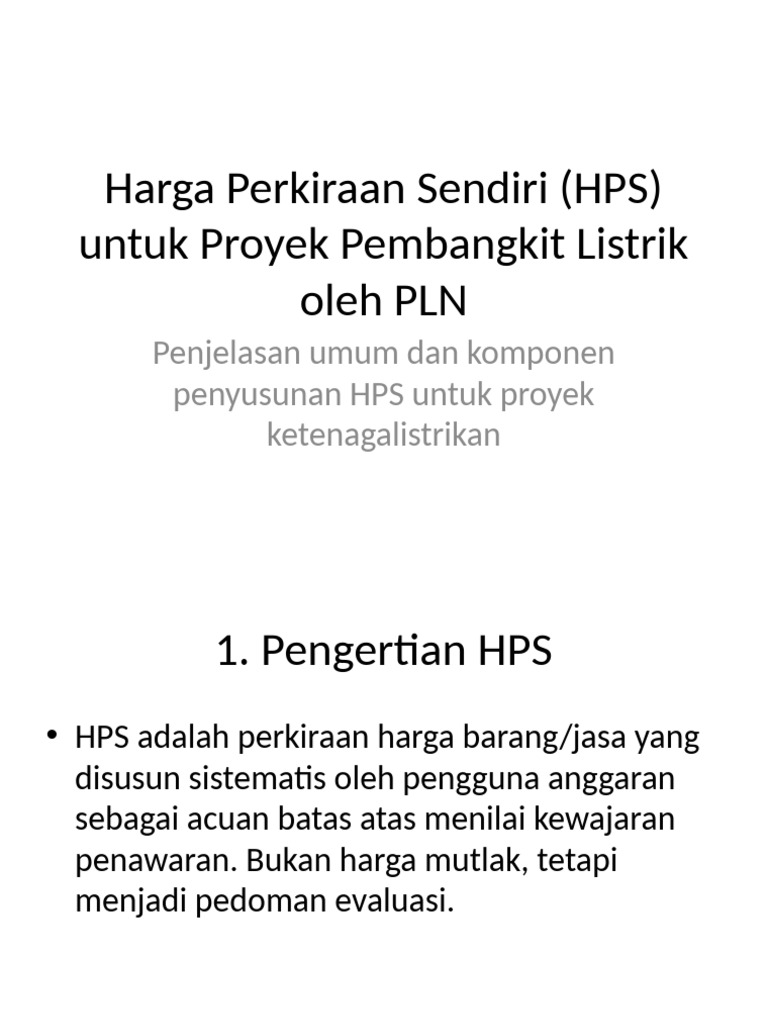 Harga Perkiraan HPS Proyek Pembangkit | PDF