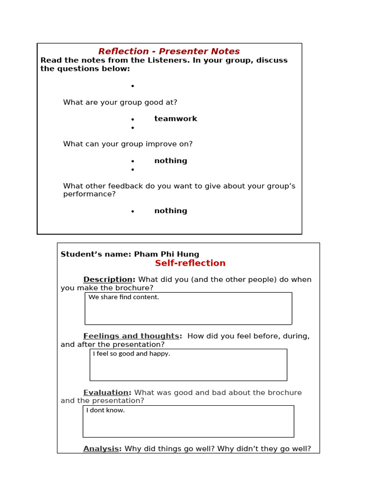 Phi Hung Reflection Template | PDF