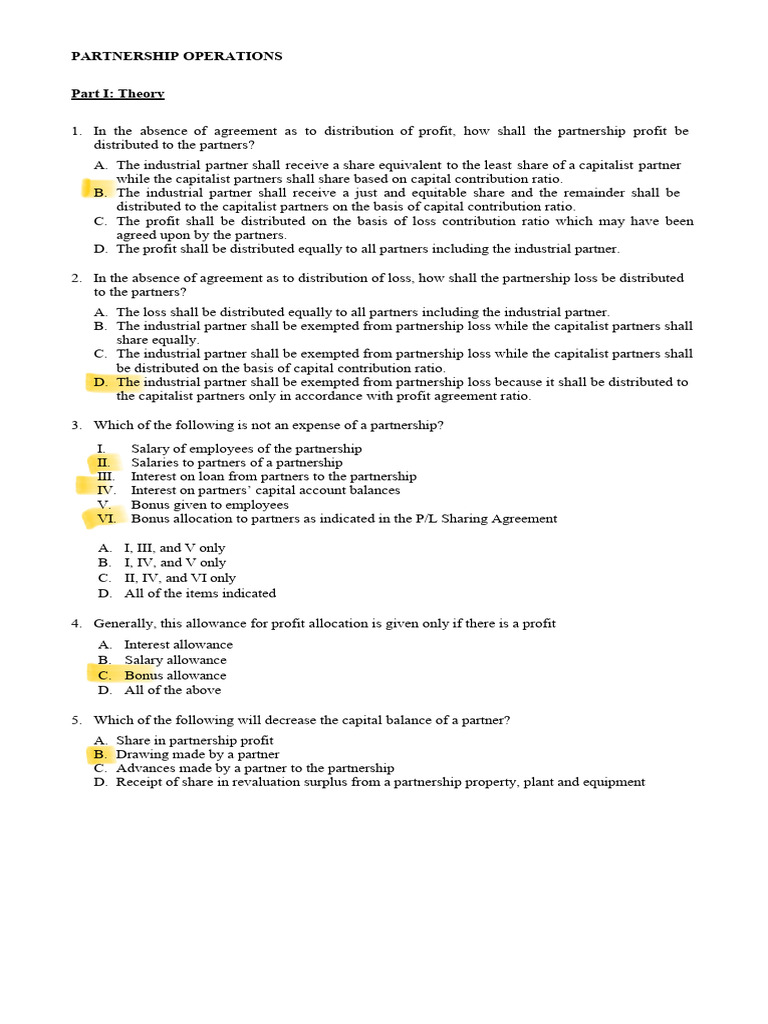 Partnership Operation | PDF | Partnership | Interest