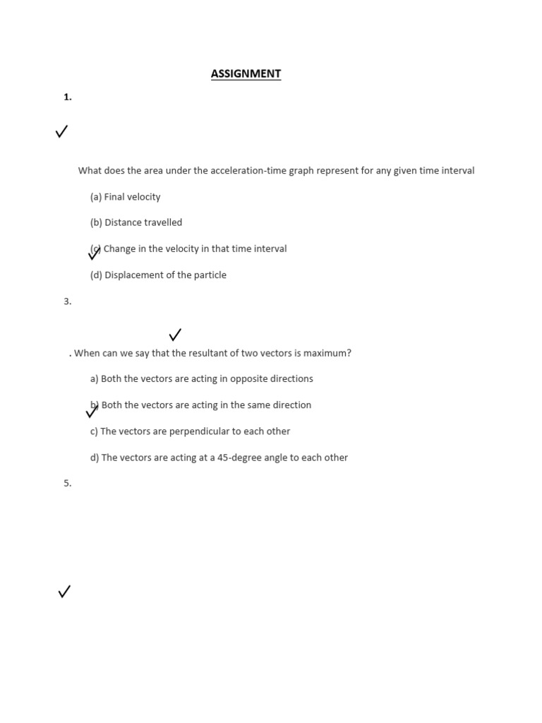 Assignment Physics 2025 - 2026 MCQ 033605 | PDF | Force | Acceleration