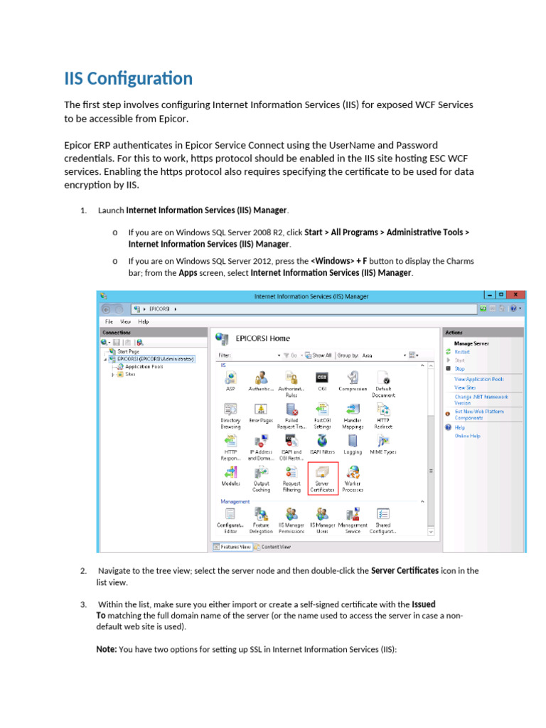 IIS Configuration for Epicor WCF Services | PDF
