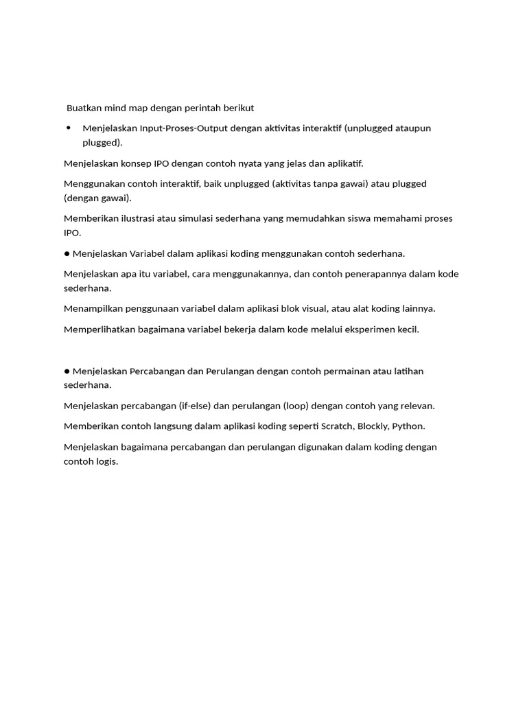 Mind Map: Konsep IPO dan Koding | PDF