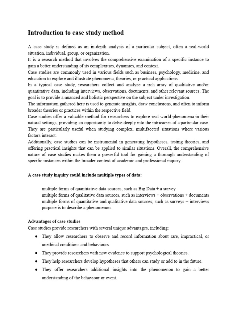 Introduction To Case Study Method and Survey Questionnaire Method Grade ...