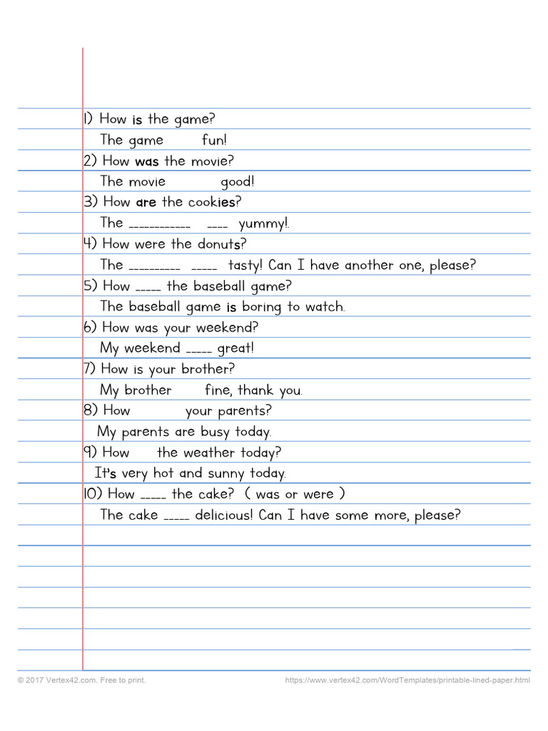 How Is Are Was Were Worksheet | PDF