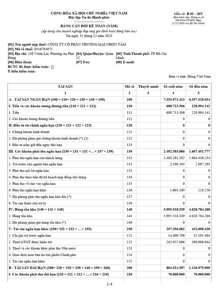 BCTC 2023 Cty Nhon Tam | PDF