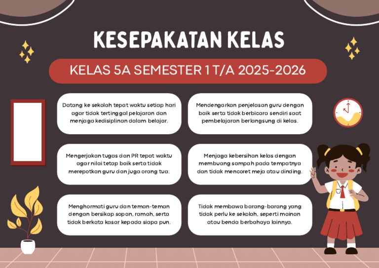 Kesepakatan Kelas Semester Baru Poster Coklat Ilustrasi | PDF