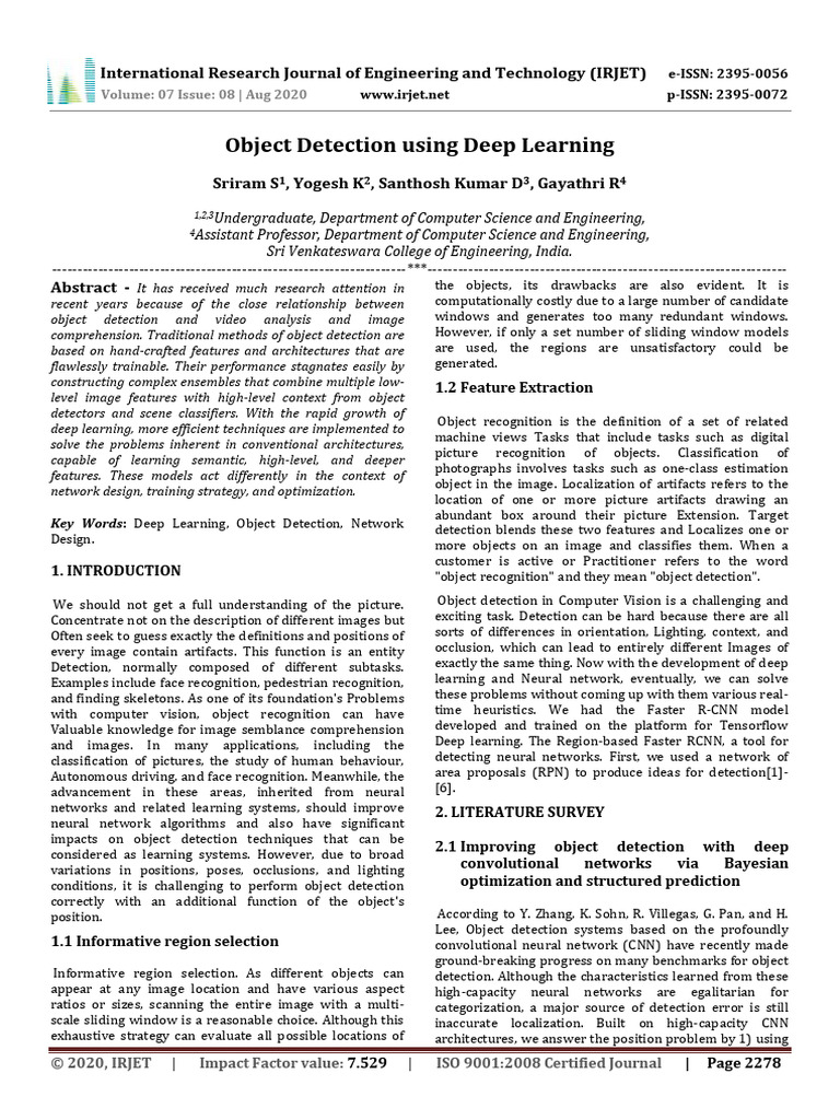 Object Detection Using Deep Learning | PDF | Deep Learning | Statistical Classification