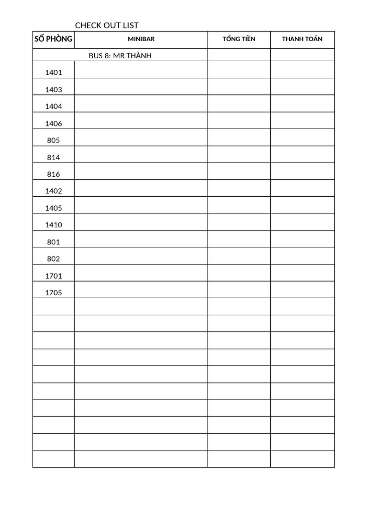 Check Out List | PDF