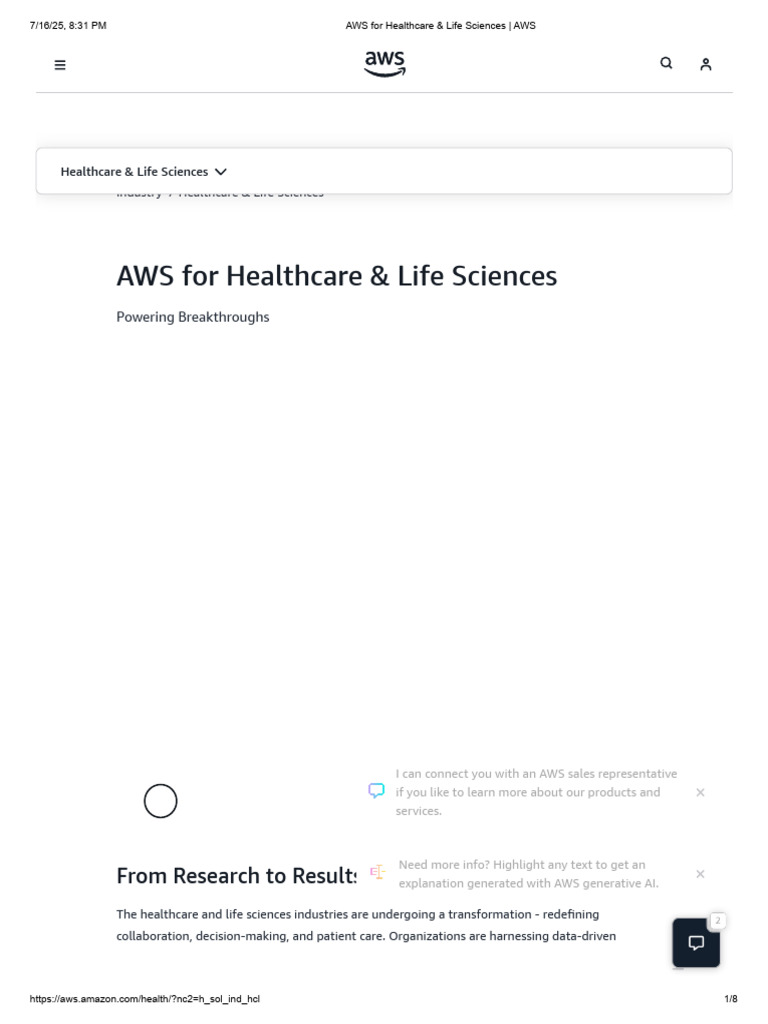 AWS For Healthcare & Life Sciences - AWS | PDF | Health Care ...