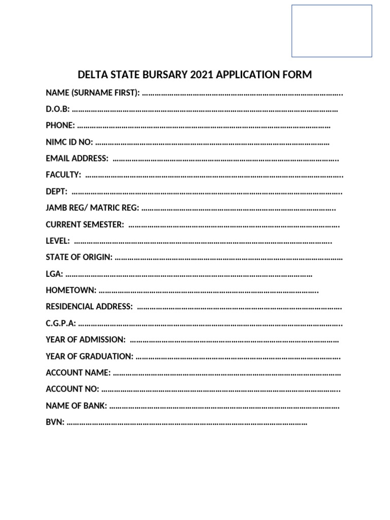 Delta State Bursary Application 2021 | PDF