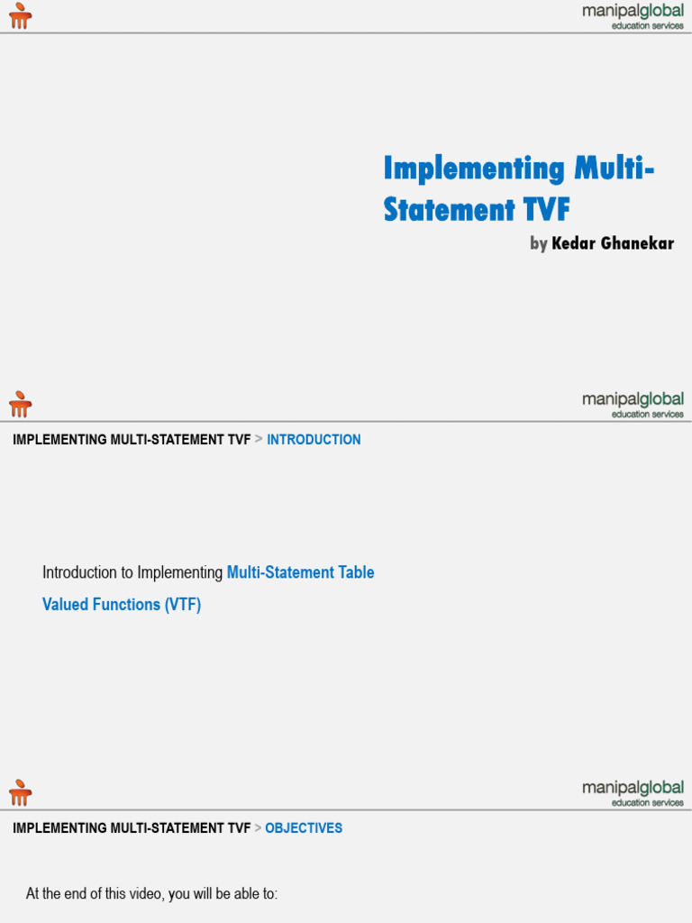 M5L3L4 UDF 4MultiStmtTableValuefun | PDF | Public Domain | Data Management