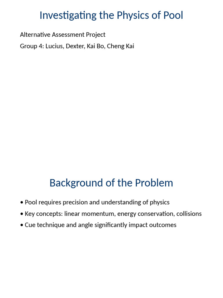 Physics of Pool Class Presentation | PDF