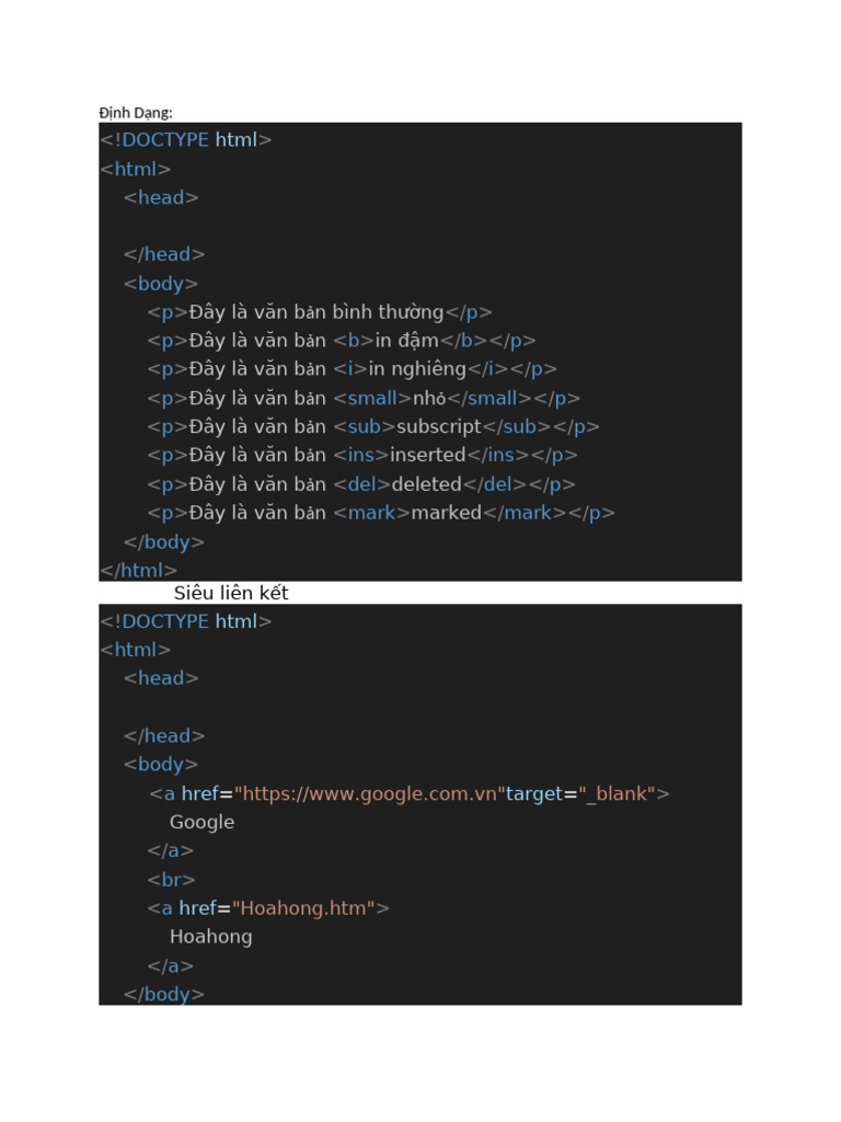 Code Mẫu HTML | PDF