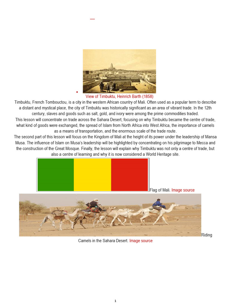 Trade and Wealth in Mali's Empire | PDF | Africa | West Africa