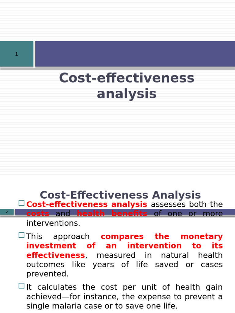 Lecture 04 - UG Cost Effectiveness | PDF | Cost Effectiveness Analysis ...