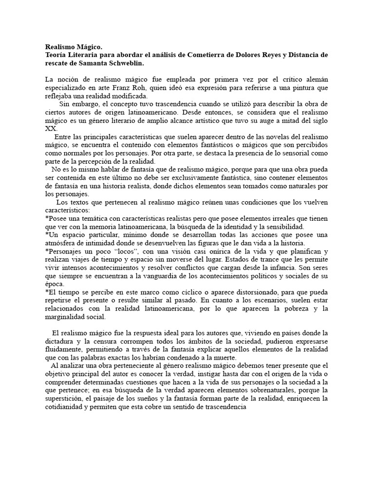 Análisis del Realismo Mágico en Literatura | PDF | Realismo (Artes ...