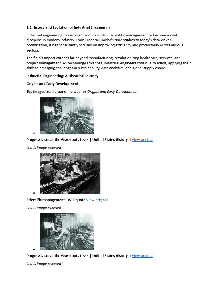 History and Development of Industrial Engineering | PDF | Industrial ...