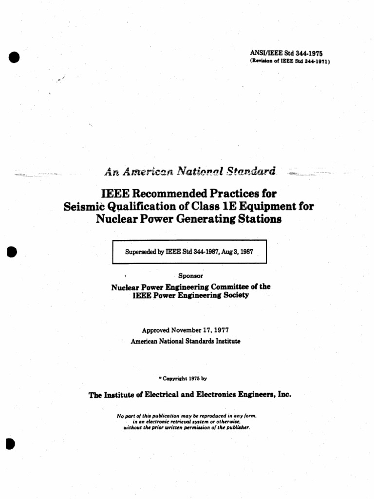IEEE 344-1975 Seismic For Nuclear | PDF