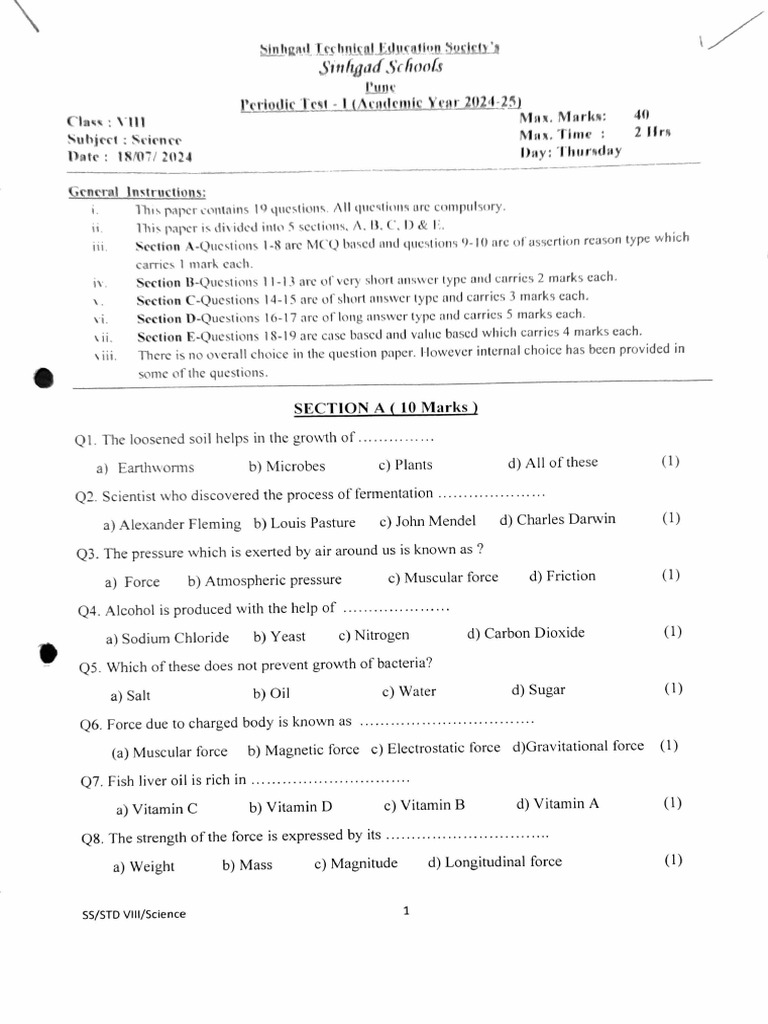 2024-25 PT 1 Science Revision Paper | PDF