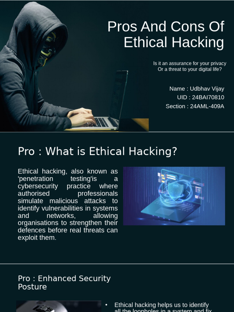Udbhav Vijay-24BAI70810-Pros and Cons of Ethical Hacking | PDF