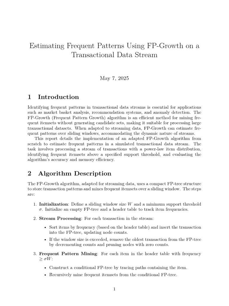 Estimating Frequent Patterns Using FP-Growth On A Transactional Data Stream | PDF | Computing ...