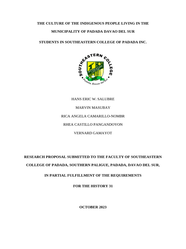 The Culture of The Indigenous People Living in The Municipality of Padada | PDF