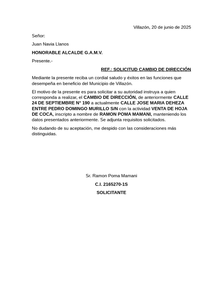 Solicitud Cambio De Dirección 3 Pdf