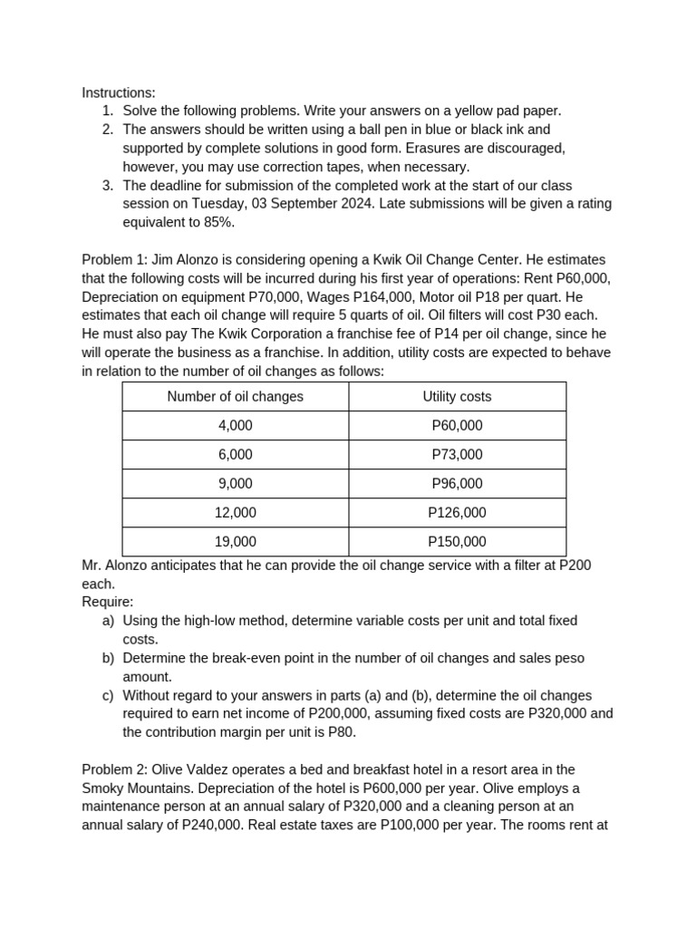 CVP Analysis Practice Questions | PDF | Taxes | Payments