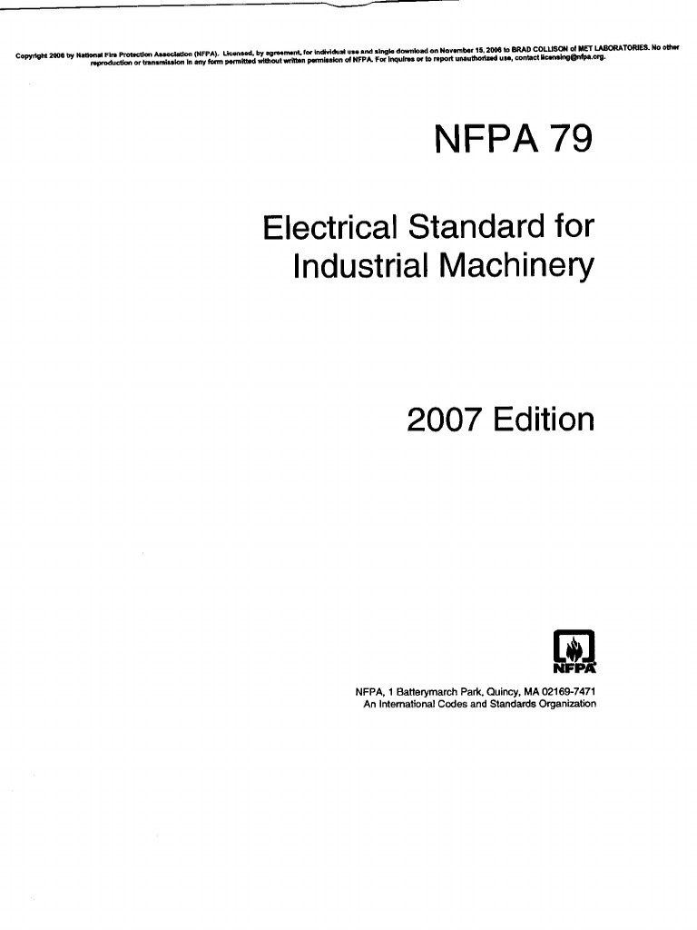 NFPA 79 v2007 | PDF