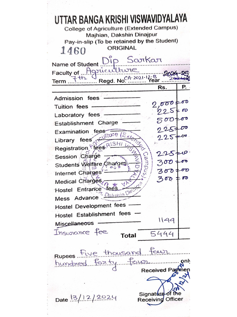 Fee Receipt 2024-25 | PDF