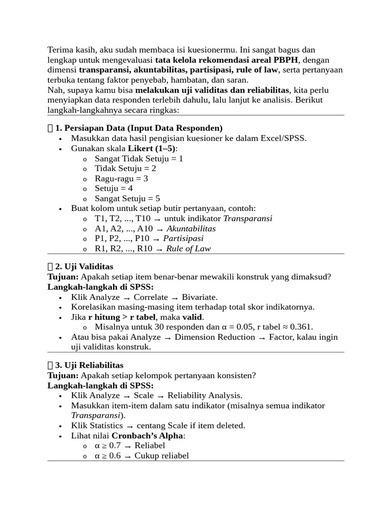 Cara Menguji Uji Reabilitas Dan Uji Validitas | PDF