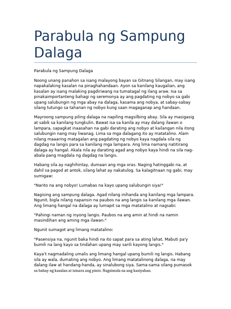 Parabula NG Sampung Dalaga Full | PDF