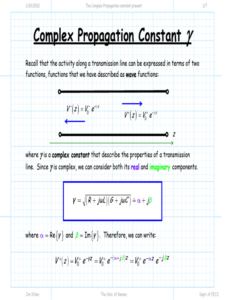 The Complex Propagation Constant Present | PDF | Waves | Transmission Line