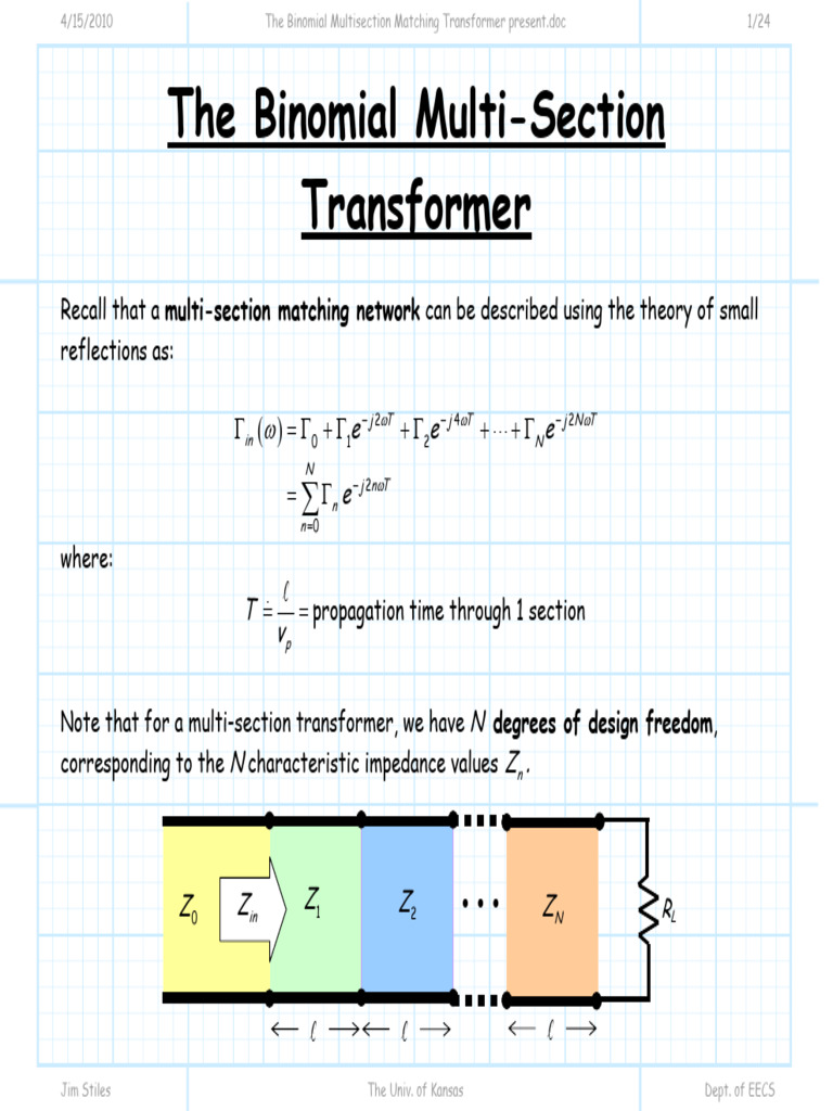 The Binomial Multisection Matching Transformer Present | PDF | Approximation | Electrical Impedance
