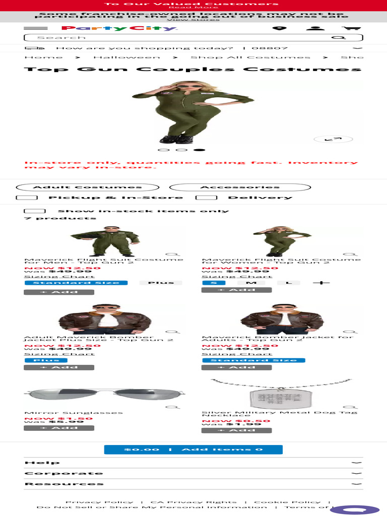 Top Gun Costumes In-Store Sale | PDF