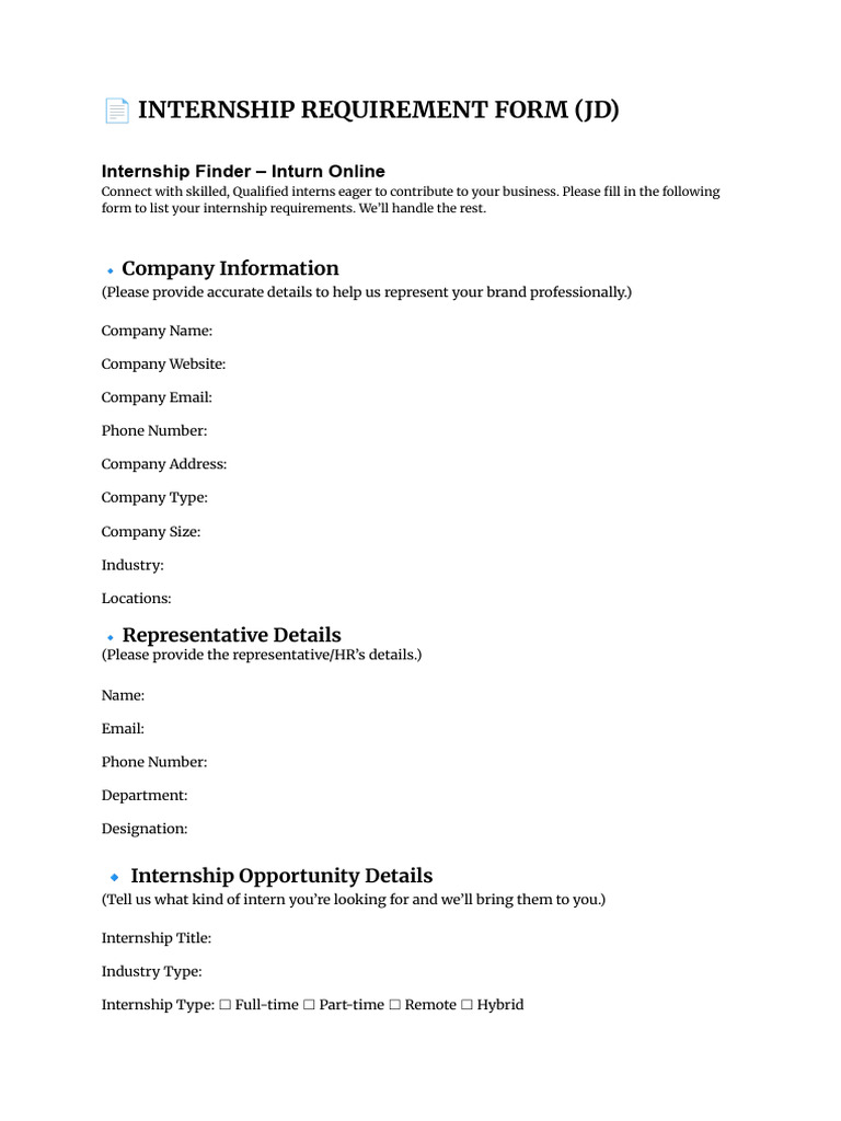 Internship Requirement JD | PDF