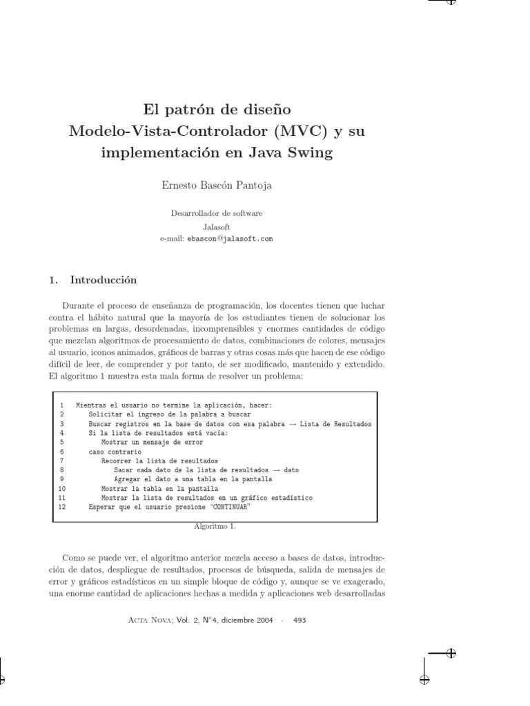Modelo Vista Controlador Con Java Swing | PDF | Tecnología